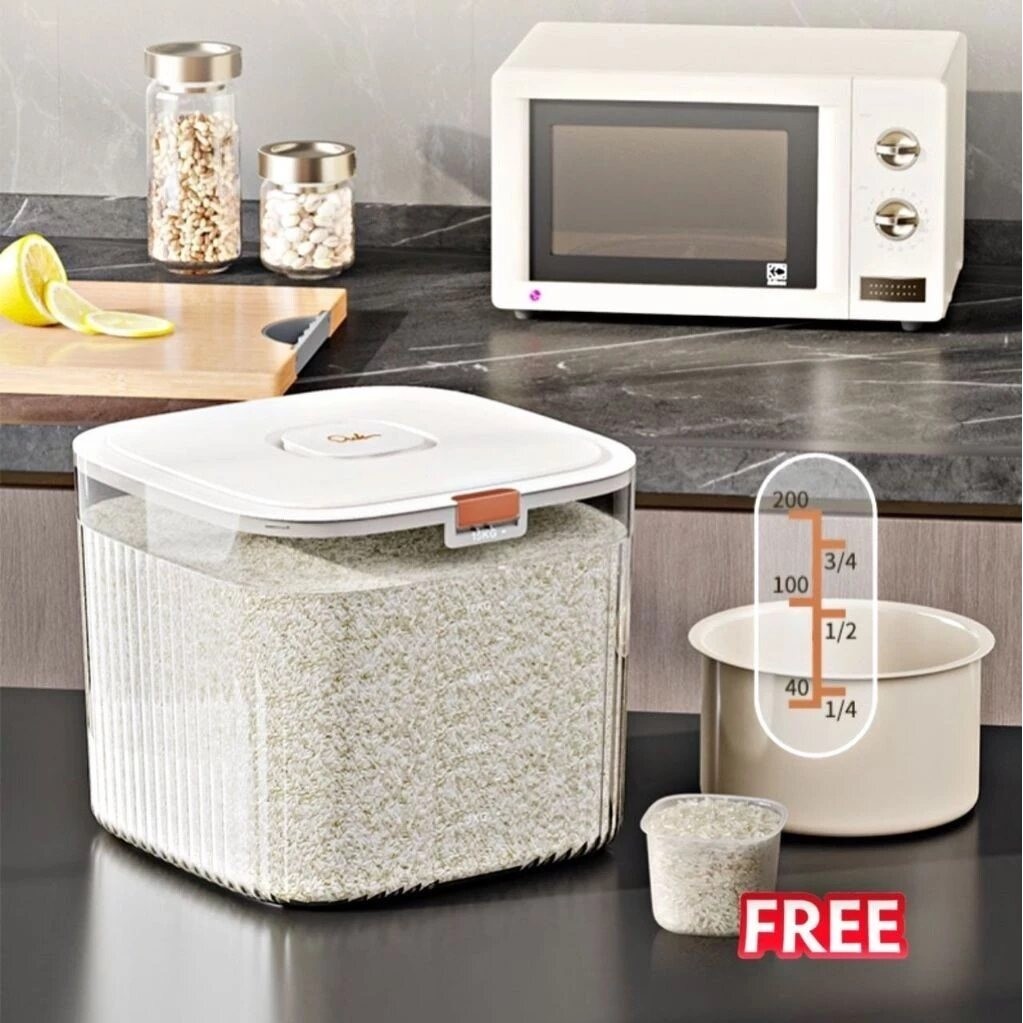 Rice Storage Rice Box 5 & 10 KG Kitchen Rice Storage Box Grains Bucket ...