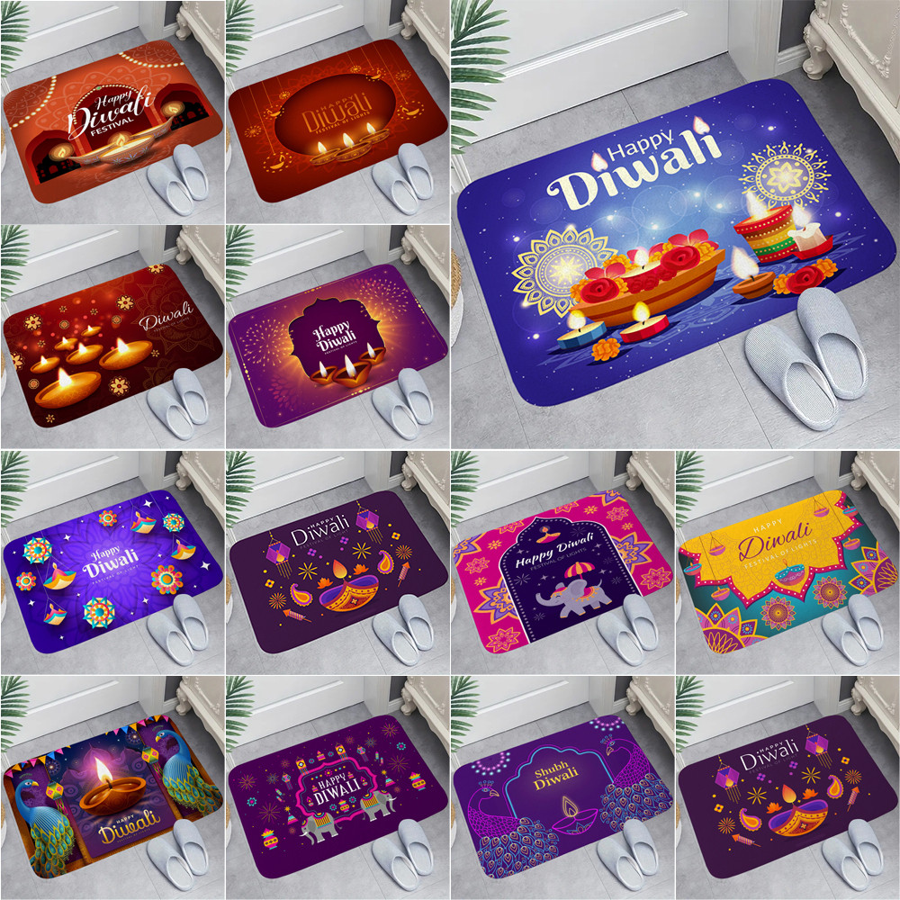 Happy Diwali Festival of Lights Door Mat Slip-resistant Rugs Pad ...