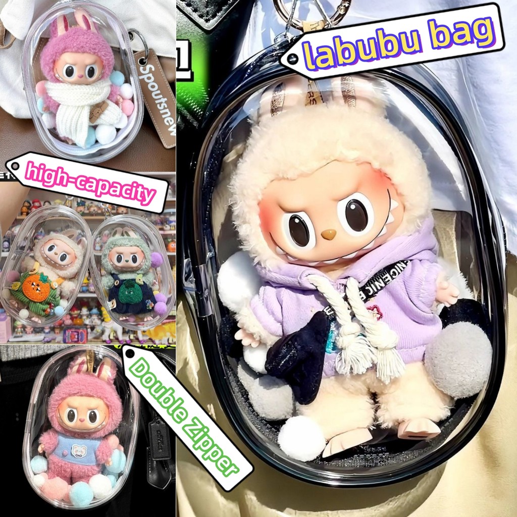 LABUBU Bag Labubu PVC Protective Bag Transparent Double Zipper Portable ...