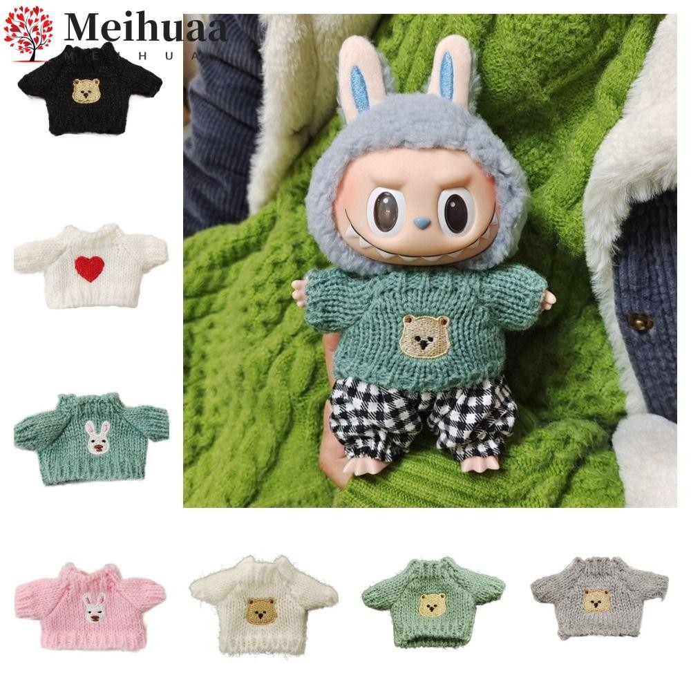 MEIHUAA Labubu Sweater, Rabbit Bear Patten Knitted Labubu Clothes ...
