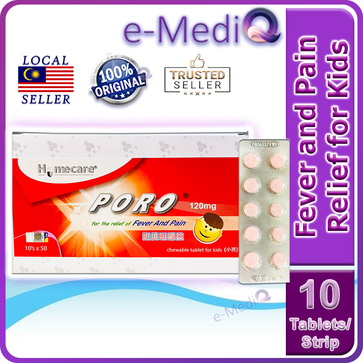 Homecare Poro Chewable Tablet Fever Pain Relief for Kids/Children (10s ...