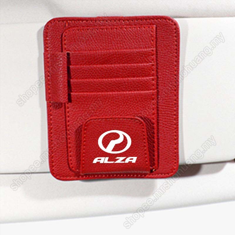 Car Card Holder Sun Visor Organizer Pu Leather For Perodua Alza Pen ...