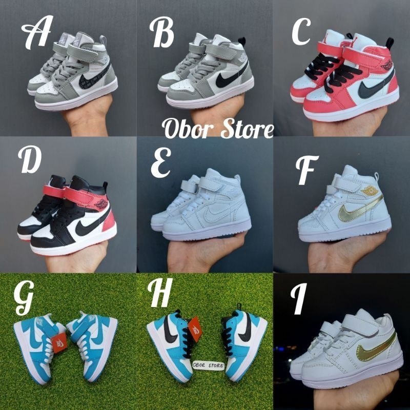 Nike AIR JORDAN 1 kasut bola keranjang kanak-kanak tinggi & rendah asap ...