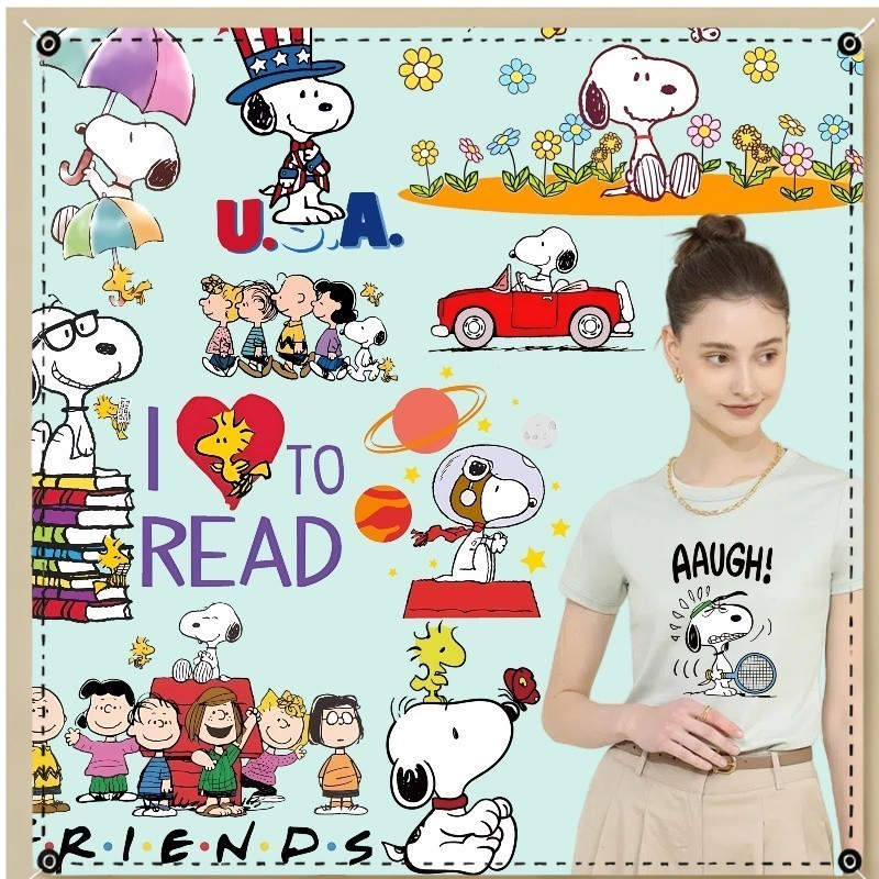 UV60 Snoopy printed fabric stickers Snoopy and his friends high-quality ...