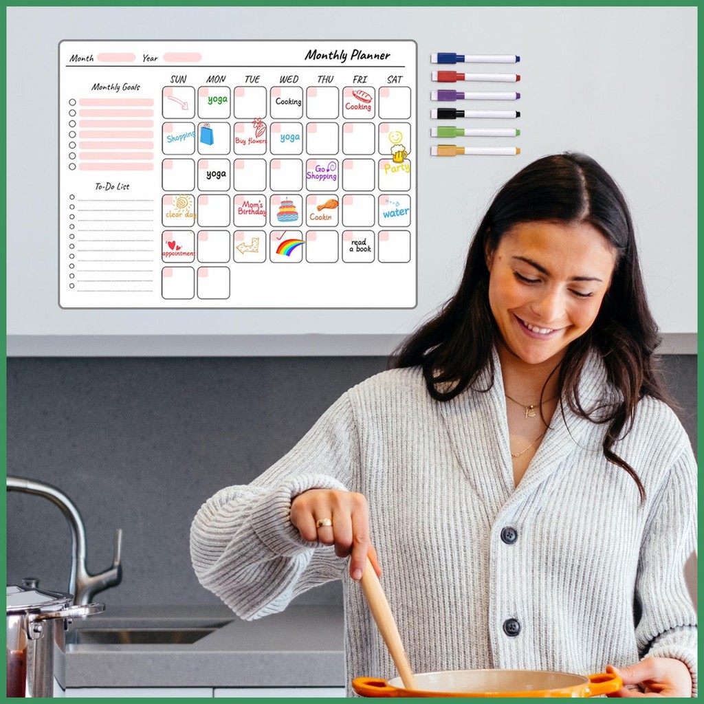 Dry Erase Planner for Fridge Monthly Planner Fridge Calendar Set with ...