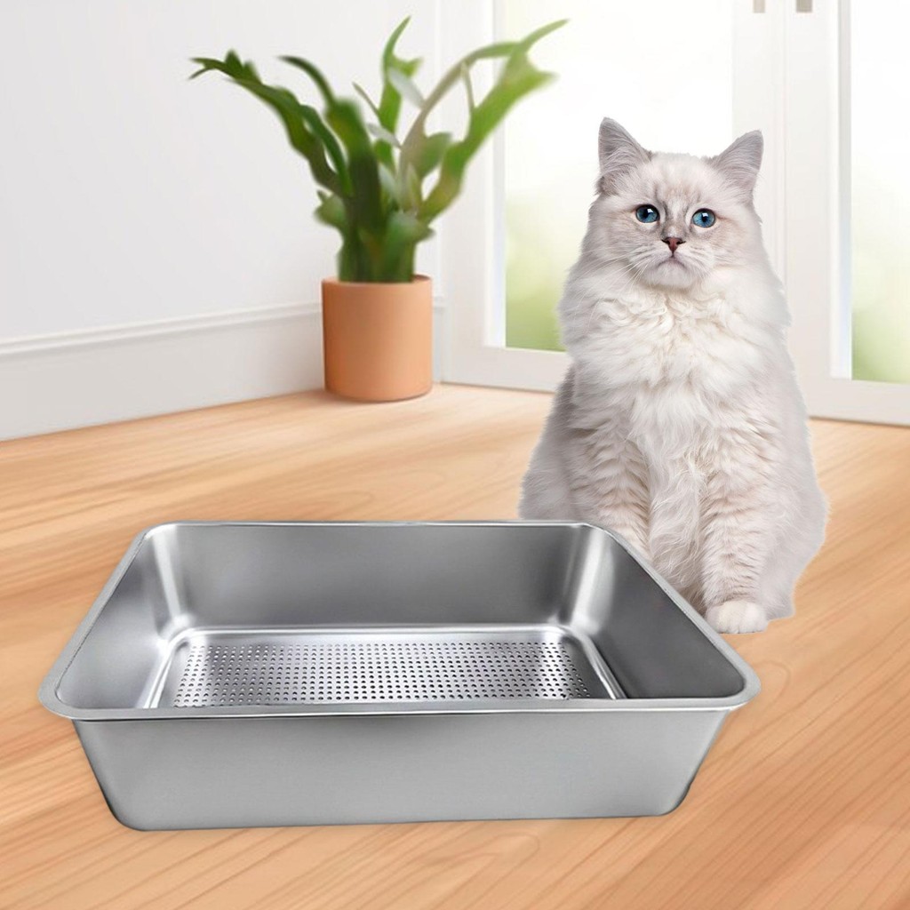 [bmcbftb] Cat Litter Sifter Tray Only Kitten Litter Pan Stainless Steel ...