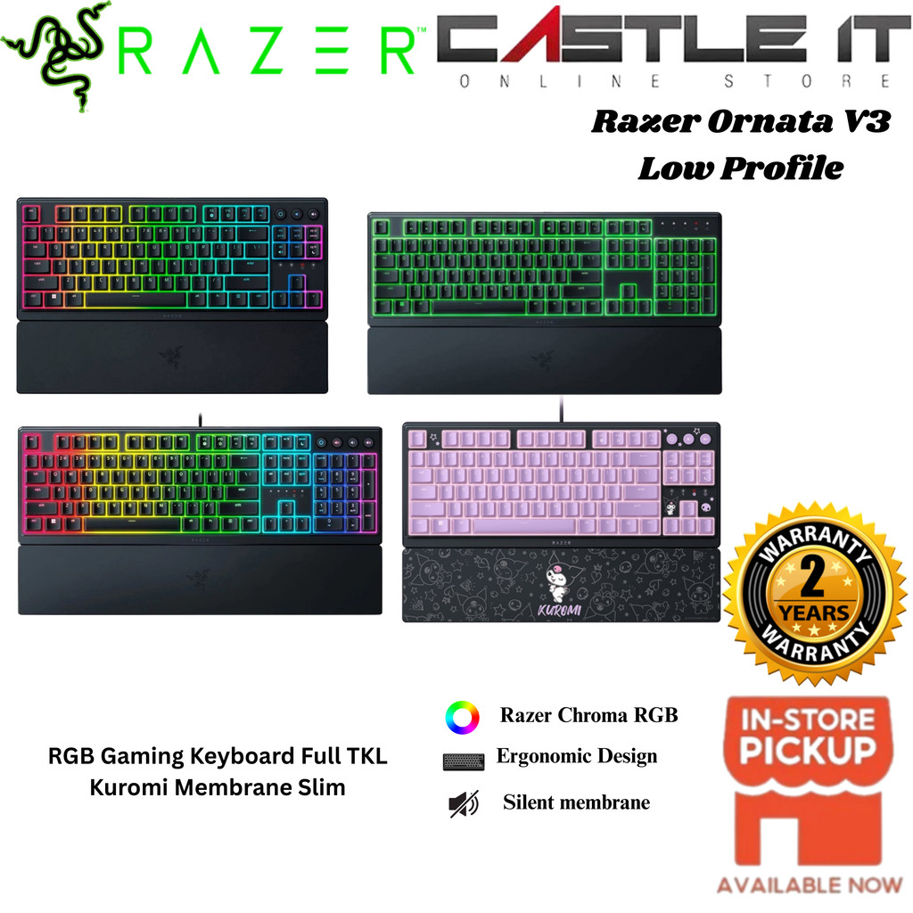 Razer Ornata V3 Low Profile RGB Gaming Keyboard Full TKL Kuromi ...