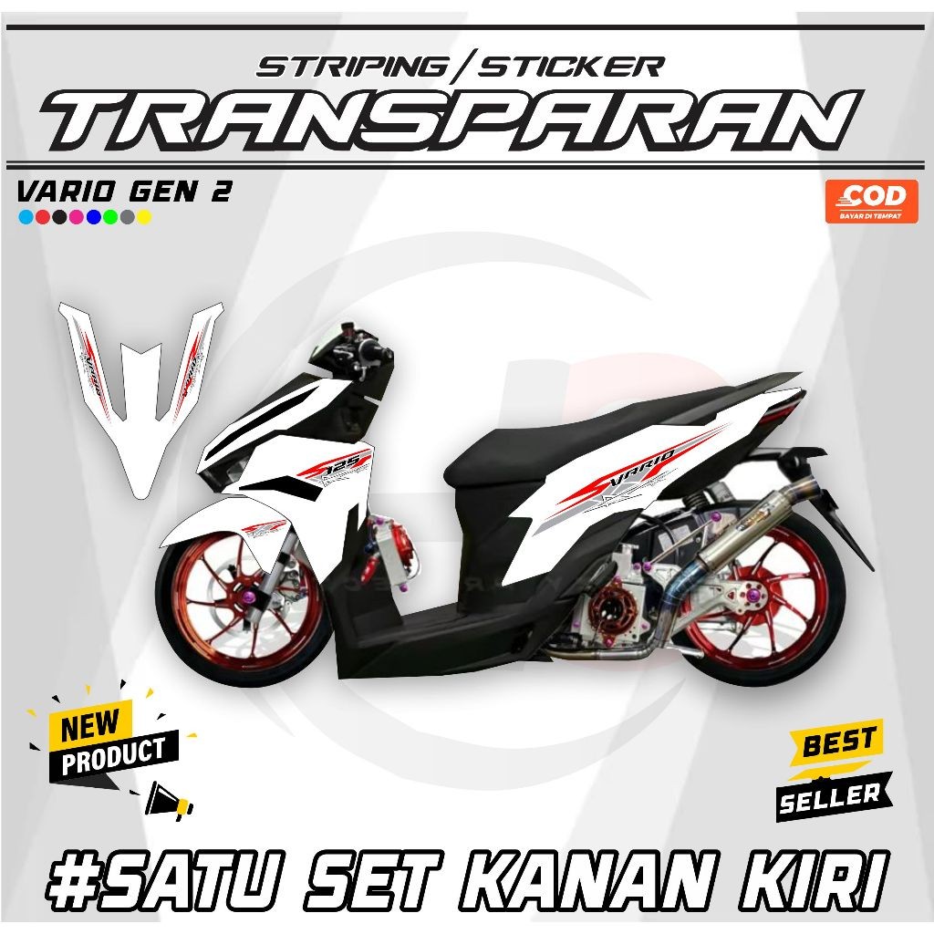 / MOTORCYCLE TRANSPARENT STRIPING STICKER HONDA VARIO LED NEW GEN 2 ...