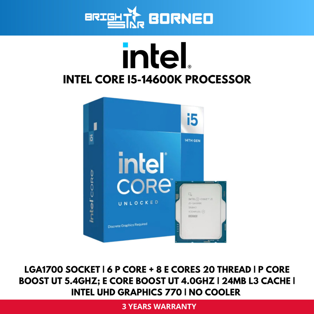 CPU/INTEL CORE I5-14600K/6 P CORE+8E CORES 20THREAD/P CORE BASE3.5GHZ ...