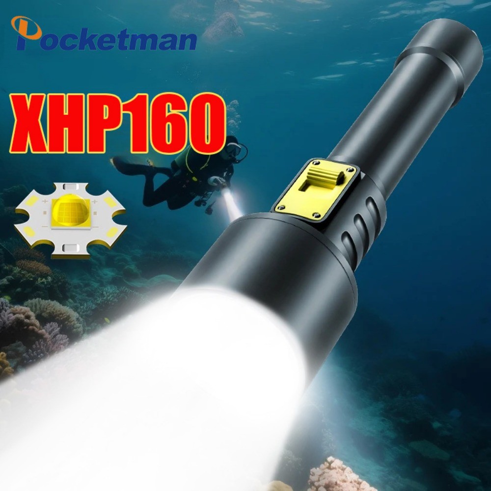 9000LM Upgrade XHP160 Diving Flashlight Powerful Profession Underwater ...