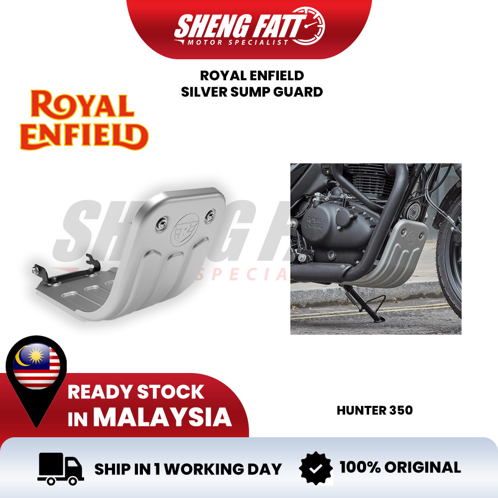Royal Enfield Silver Sump Guard Hunter 350 | 3mm Aluminium | Sheng Fatt ...