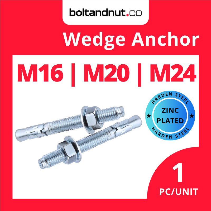 M16 M20 M24 Wedge Anchor | Galvanized Steel Zinc | Metal Wall Plug ...