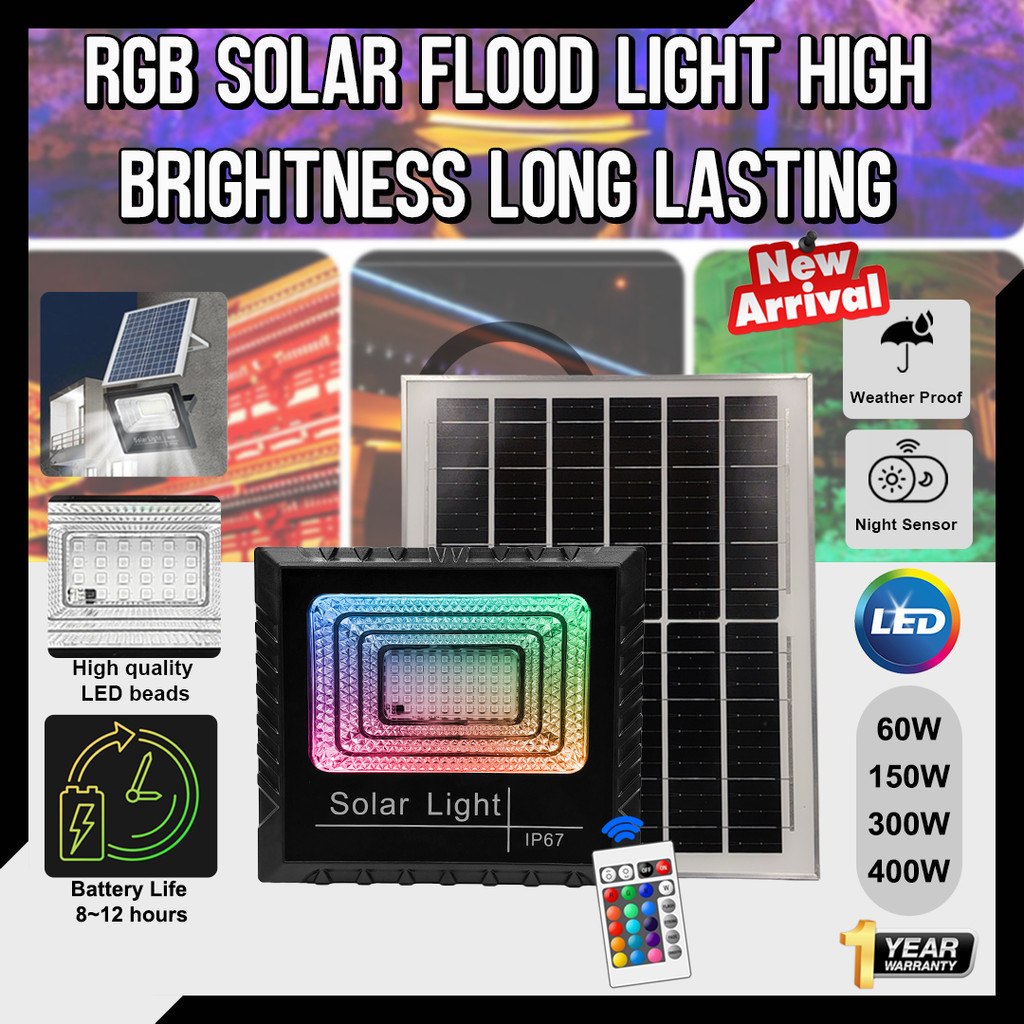 RGB LED SPOTLIGHT FLOOD LIGHT 60W 150W 300W 400W LAMPU FLOODLIGHT ...
