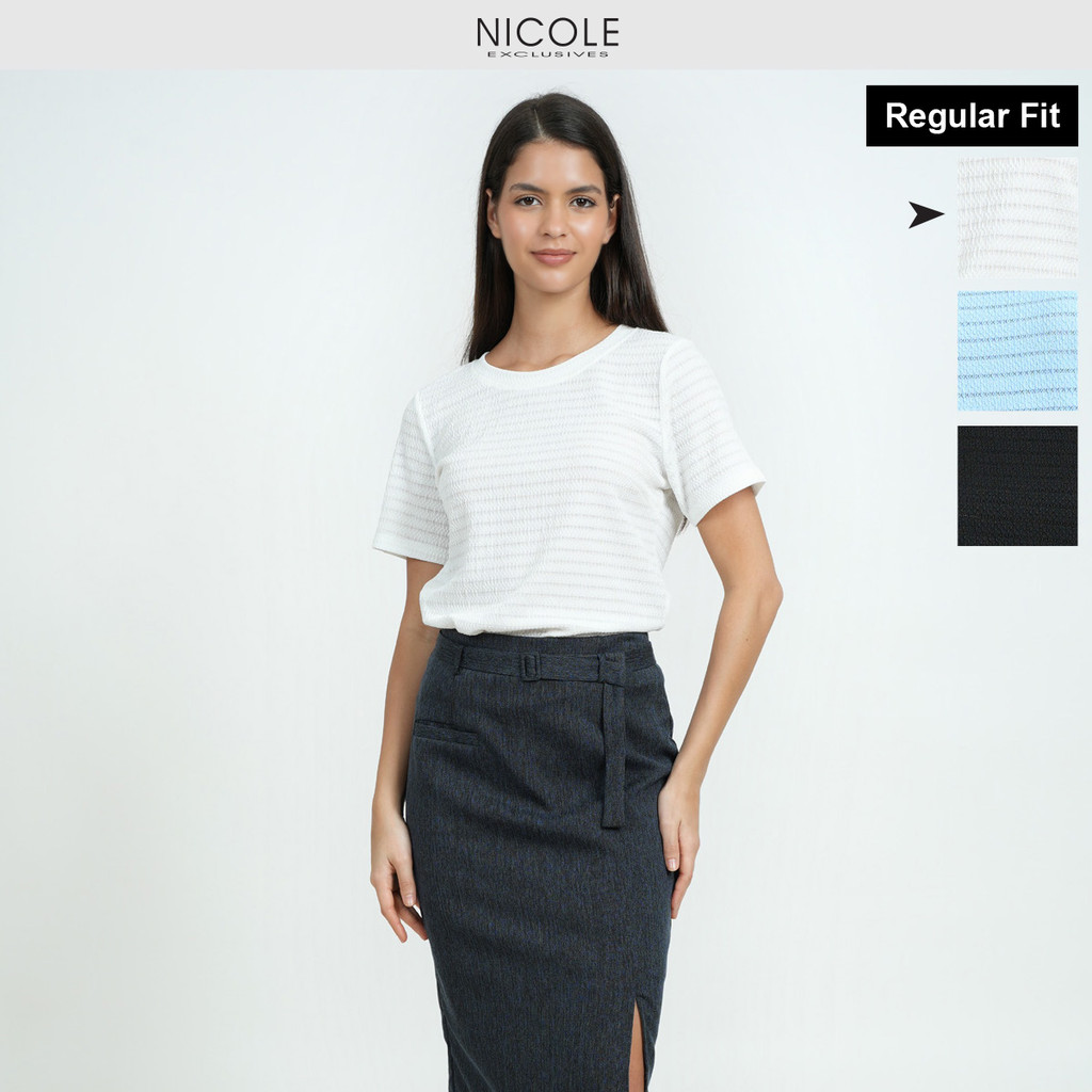 (Blouse Only) Nicole Exclusives Round Neck Blouse (NER6628B) | Shopee ...