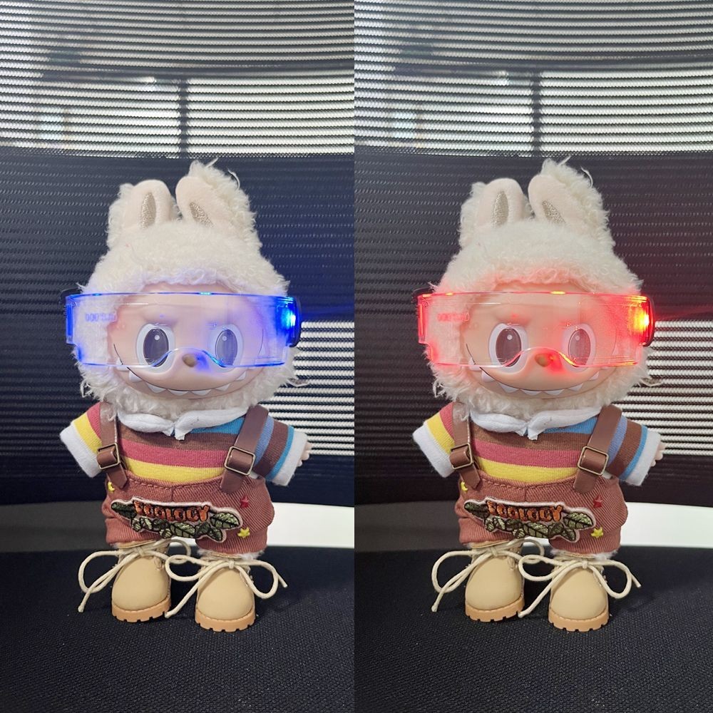 Labubu Labubu Luminous Color-changing Glasses 20-15cm Cotton Doll Cool ...