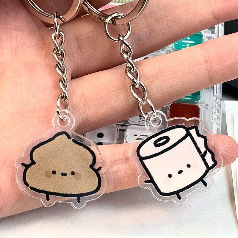 Toilet-themed Keychain Cute Cartoon Stool and Toilet Paper Keychain ...