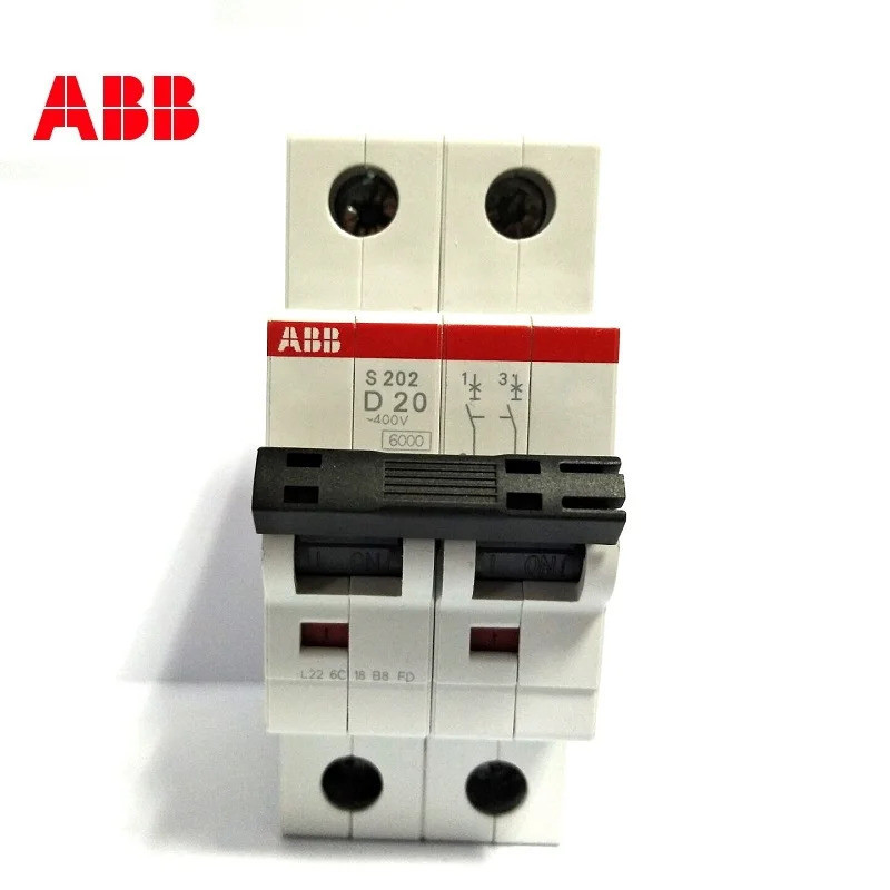 ABB Miniature Circuit Breaker S202 S201NA 2P 1P+N TYPE D 1A 2A 3A 4A 6A 10A 16A 20A 25A 32A 40A ...