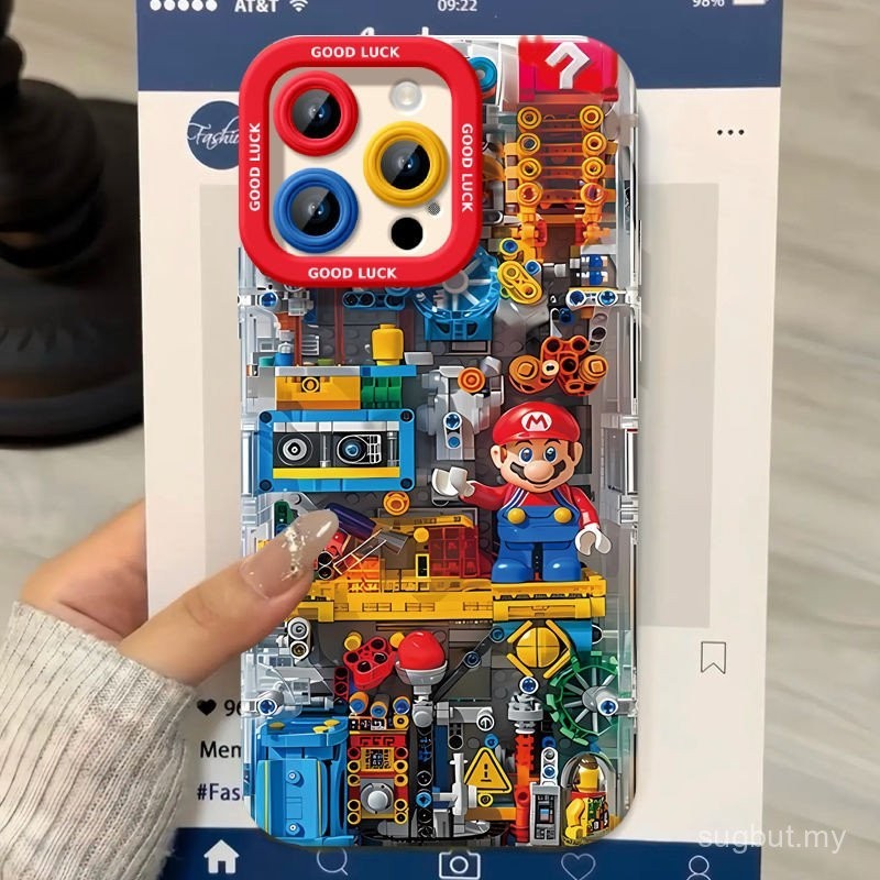 Blok bangunan Mario kartun Lego sesuai untuk kes telefon bimbit Apple ...