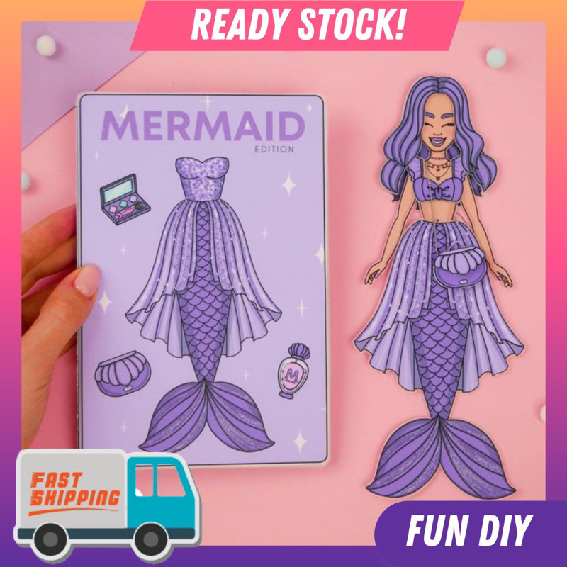 (DIY PACK) MERMAID WARDROBE Busy Book l Paper Doll Book l DIY Book l ...
