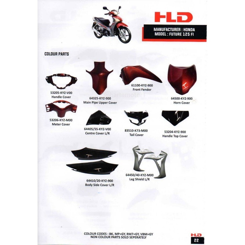 BODY SET HONDA FUTURE FI - FUTURE125 FI FUTURE 125 FI V2 COVERSET FRAME ...