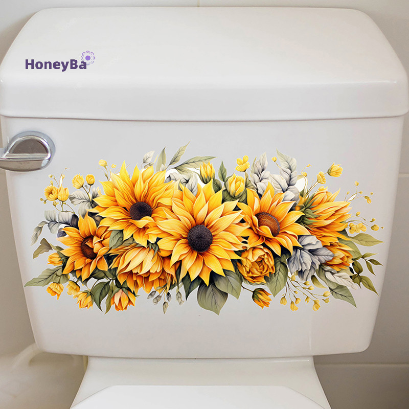 honeybee1 Toilet Stickers Flower Stickers Bathroom Self-adhesive Paing ...