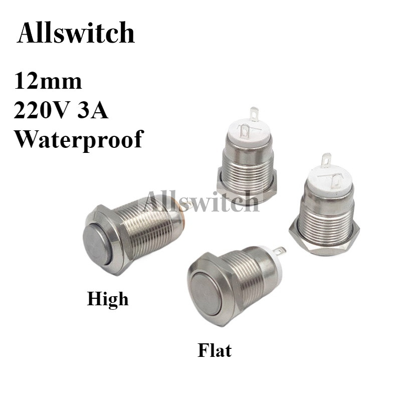 Metal Push Button Switch 12mm 3A 220V 2Pin Momentary Self-reset / Self ...