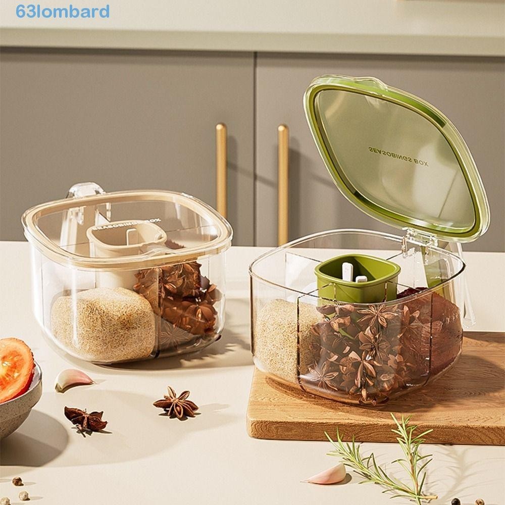 LOMBARD Four Grid Integrated Seasoning Box, Moisture-Proof Plastic ...