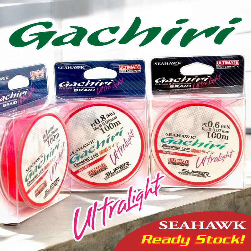 SEAHAWK GACHIRI Ultralight Fishing BRAIDED Line 100m 4X Sulam Tali Benang UL long cast mcm ...