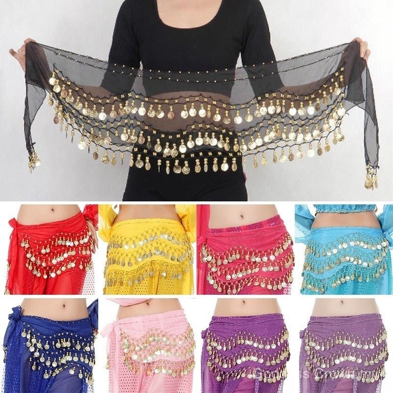 Belly Dance Belt Costumes Sequins Tassel Belly Dance Hip Scarf for ...