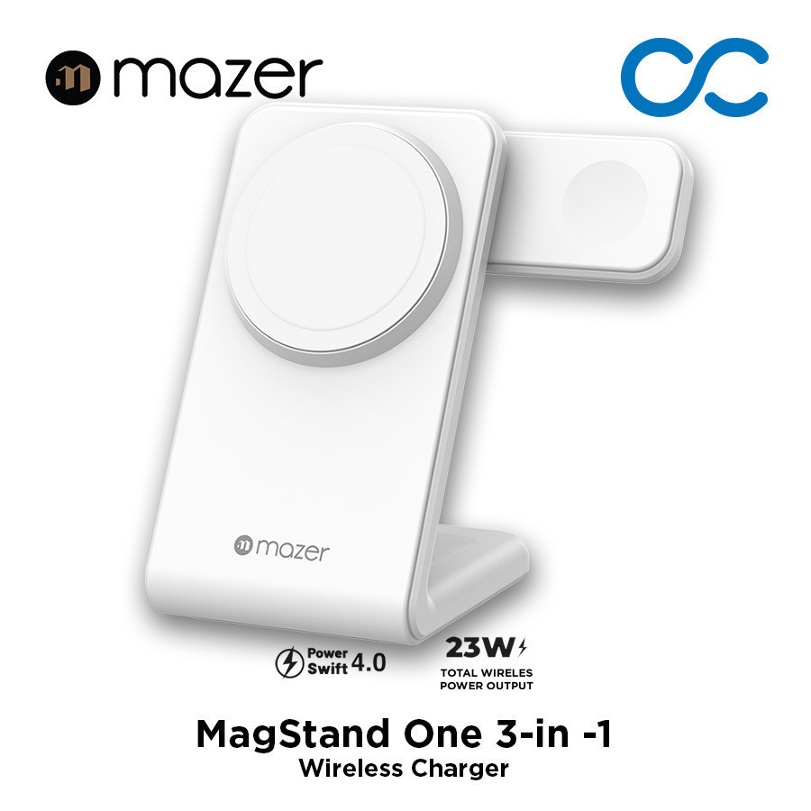 MAZER MagStand One 3-in -1 Wireless Charger - White Color | Shopee Malaysia