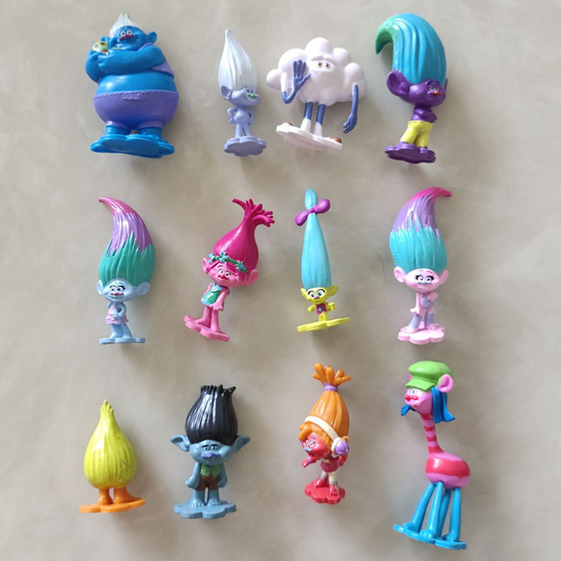 12Pcs/Set 3-6cm Trolls Anime Figure Poppy Branch Princess Biggie Guy ...
