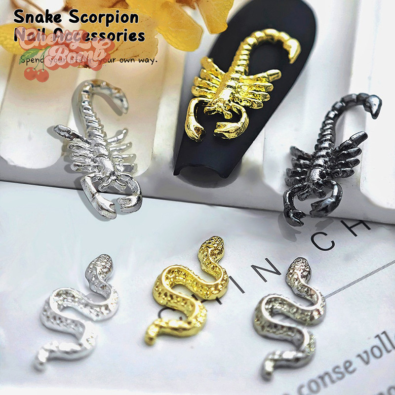 (Cherry Bomb) 10 Pcs Alloy Snake And Scorpion Nail Ch Metal Mixed Color ...