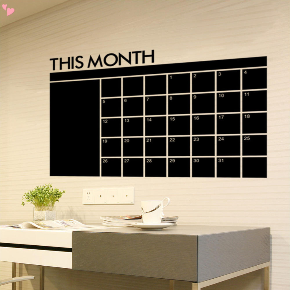 Month Calendar Chalkboard Sticker Blackboard Removable Planner Wall ...