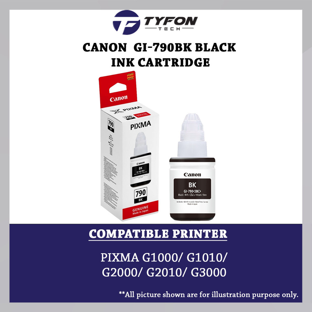 Canon GI-790BK Black Cartridge (0671C001AC) For PIXMA G1000 G1010 G2000 ...