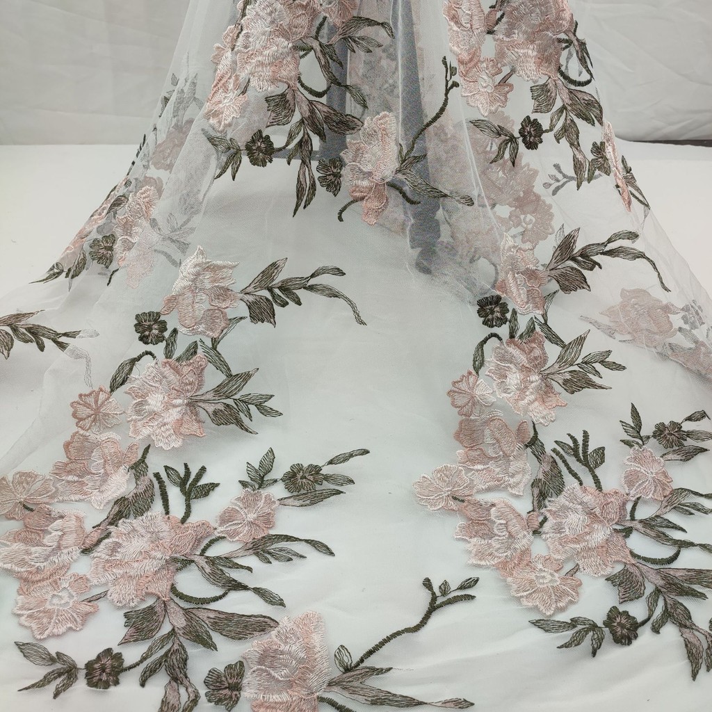 Borong Mesh pelbagai warna rata sulaman kain bunga besar pelbagai warna ...