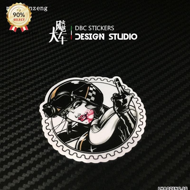 Ready Stock Cafe Racer Retro Female Rider Car Sticker Helmet Sticker ...