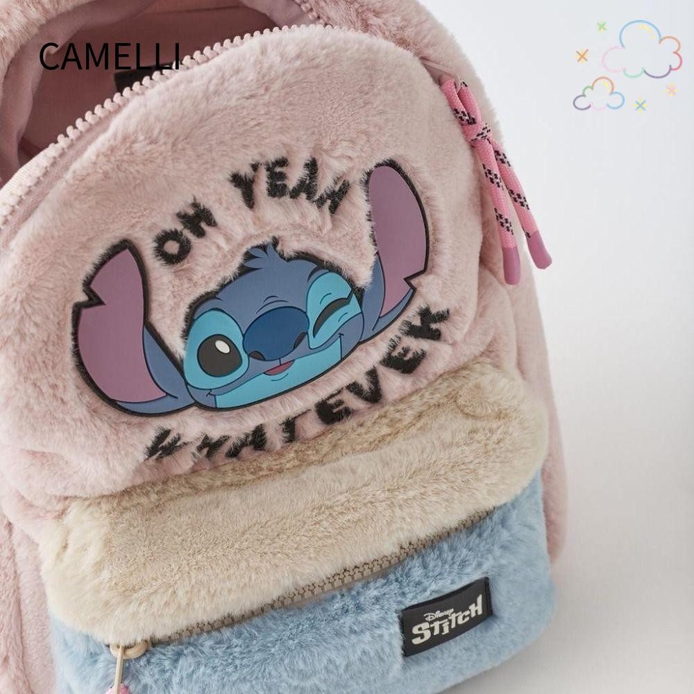 CAMELLI Stitch Plush Backpack, Plush Large Capacity Girls Tote Bags ...