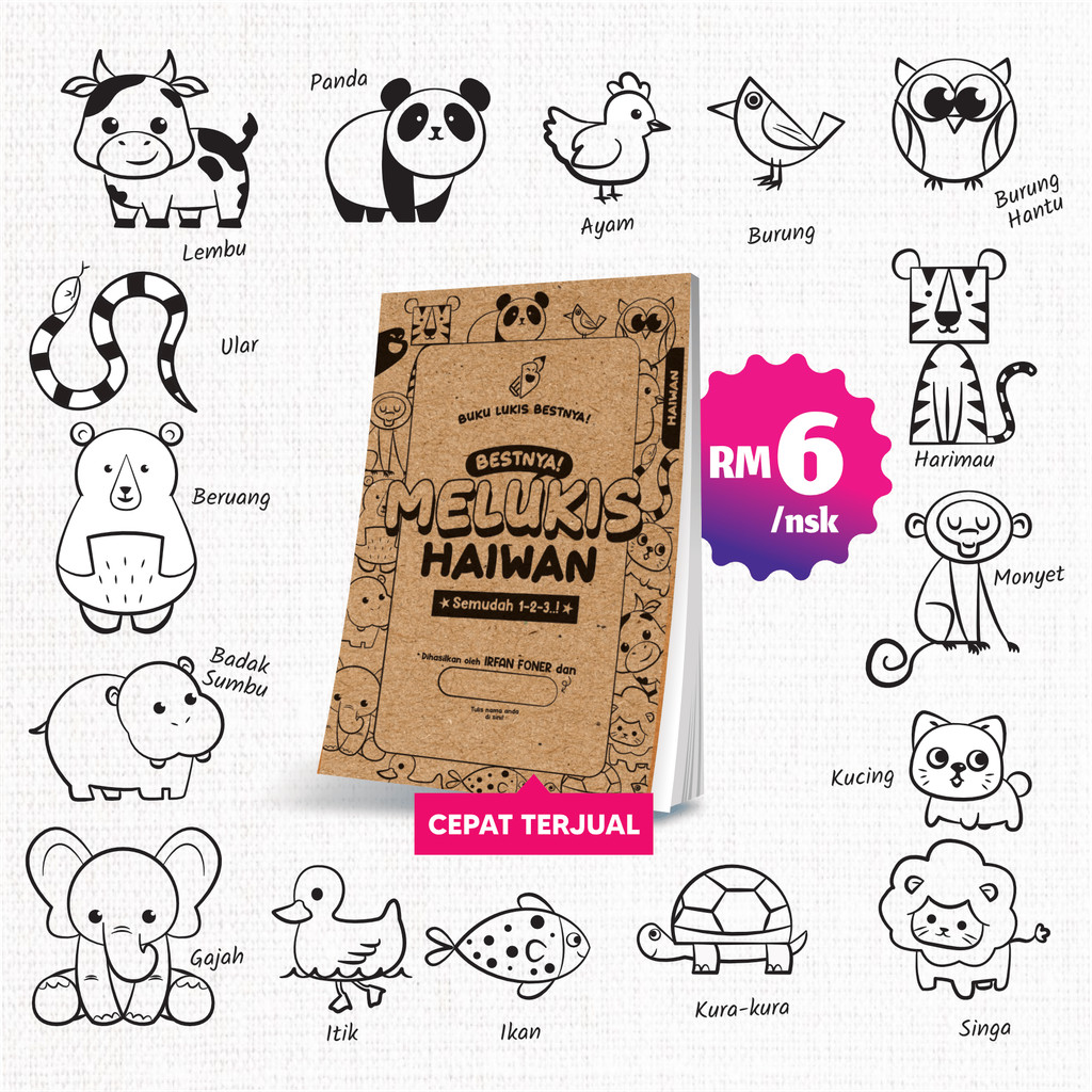 Buku Bestnya! Melukis : HAIWAN - Cara Melukis Semudah 3 Langkah Books ...