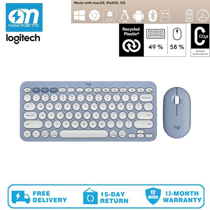 Logitech Pebble 2 Combo Wireless Keyboard and Mouse, Quiet and Portable ...