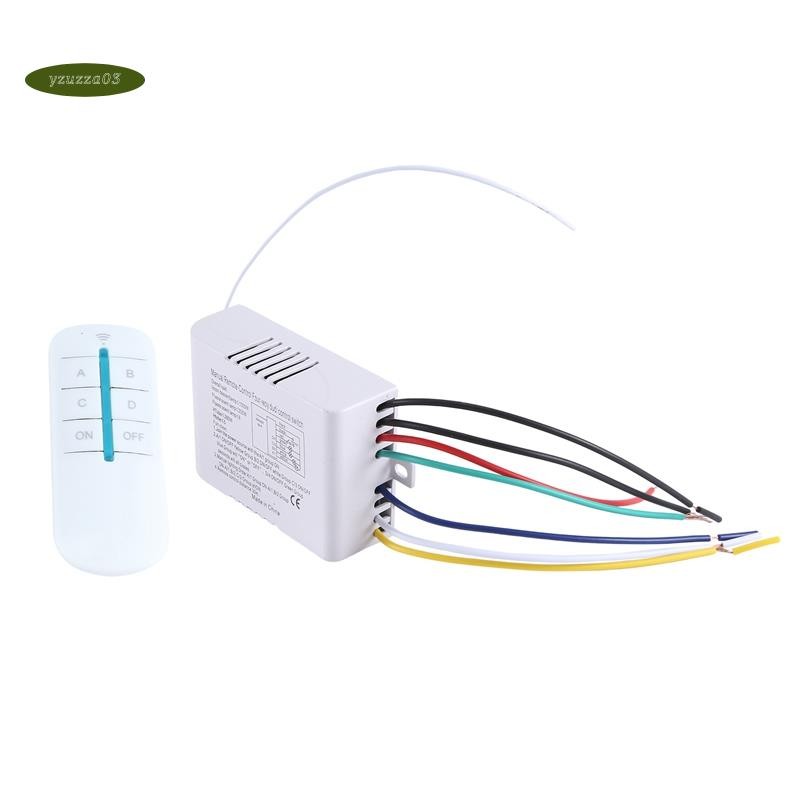 4 Way Light Lamp Digital Wireless Remote Control Switch ON/OFF 220V ...