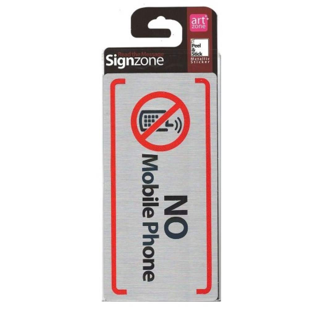 Signzone Peel & Stick Metallic Sticker - NO Mobile Phone (R01-60 ...