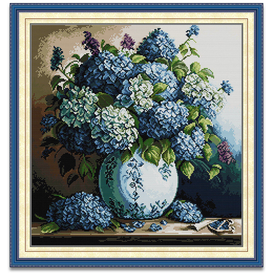 2024 New Cross Stitch Set, Hydrangea, Flower, Printed/Unprinted, 14 ...