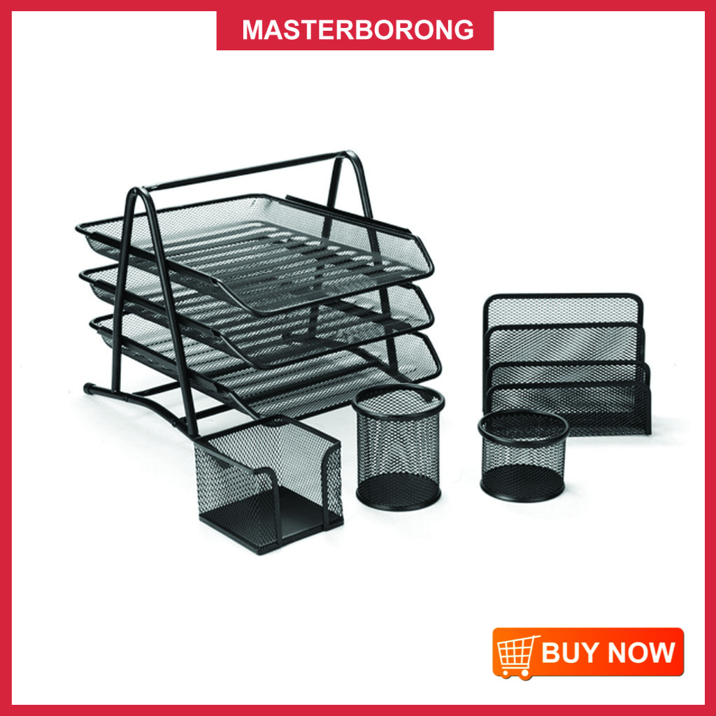 3 Tier File Document Letter Paper Tray Collection File Desk Organizer ...