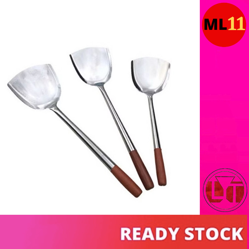 Stainless Steel Kitchen Spatula Turner Ladle Red Wooden Handle / Sudip Sodek Senduk Steel ...