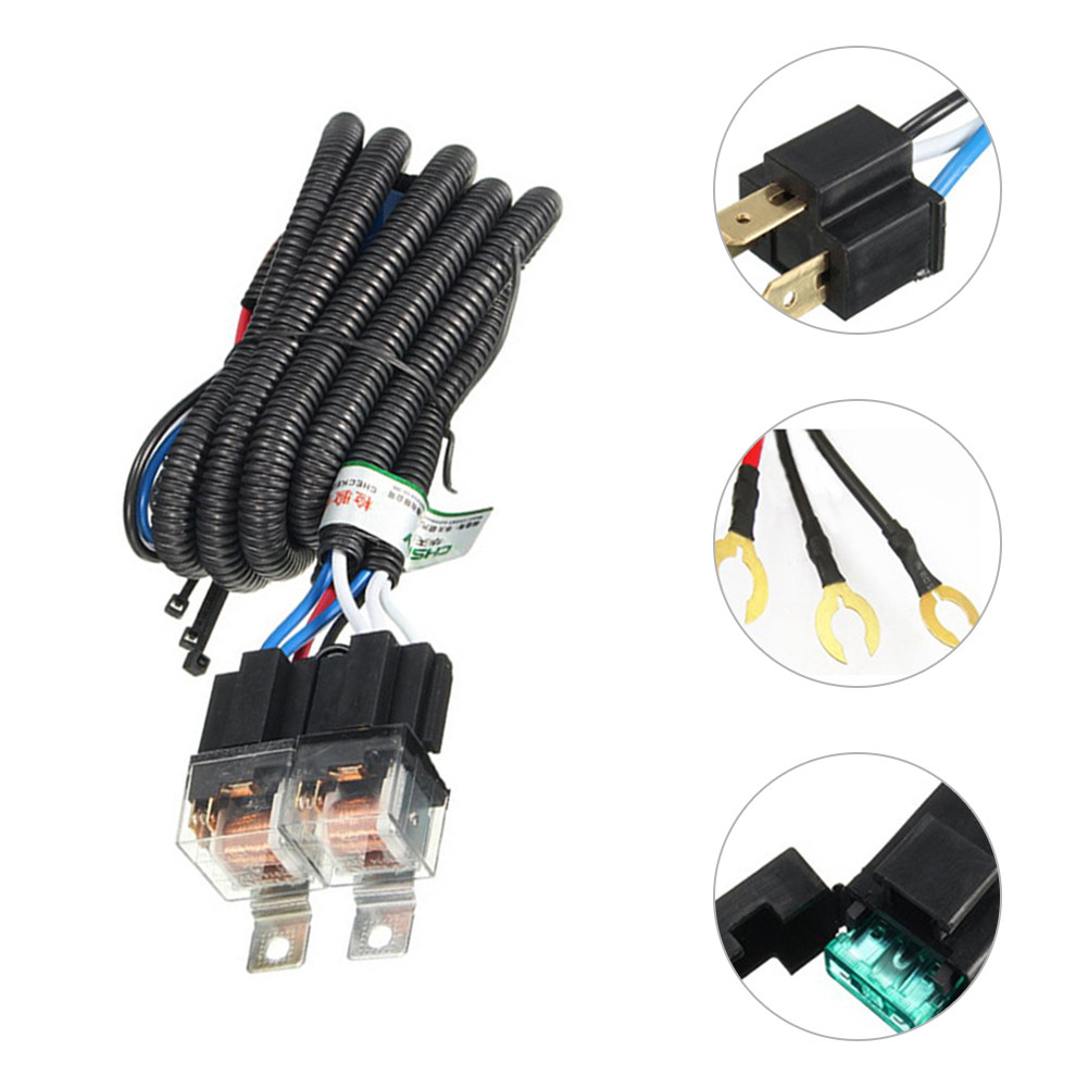 H4 Car LED Headlight Relay Wiring Harness Kit Headlamp Socket ...