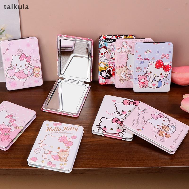 QwQ Kawaii Hello Kitty Folding Mirror Sanrio KT Cat Double-Sided Makeup ...