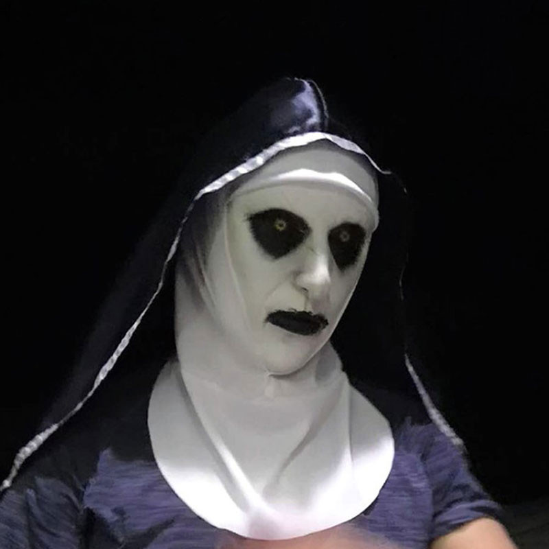SUM The Horror Scary Nun Latex Mask w/Headscarf Valak Cosplay for ...