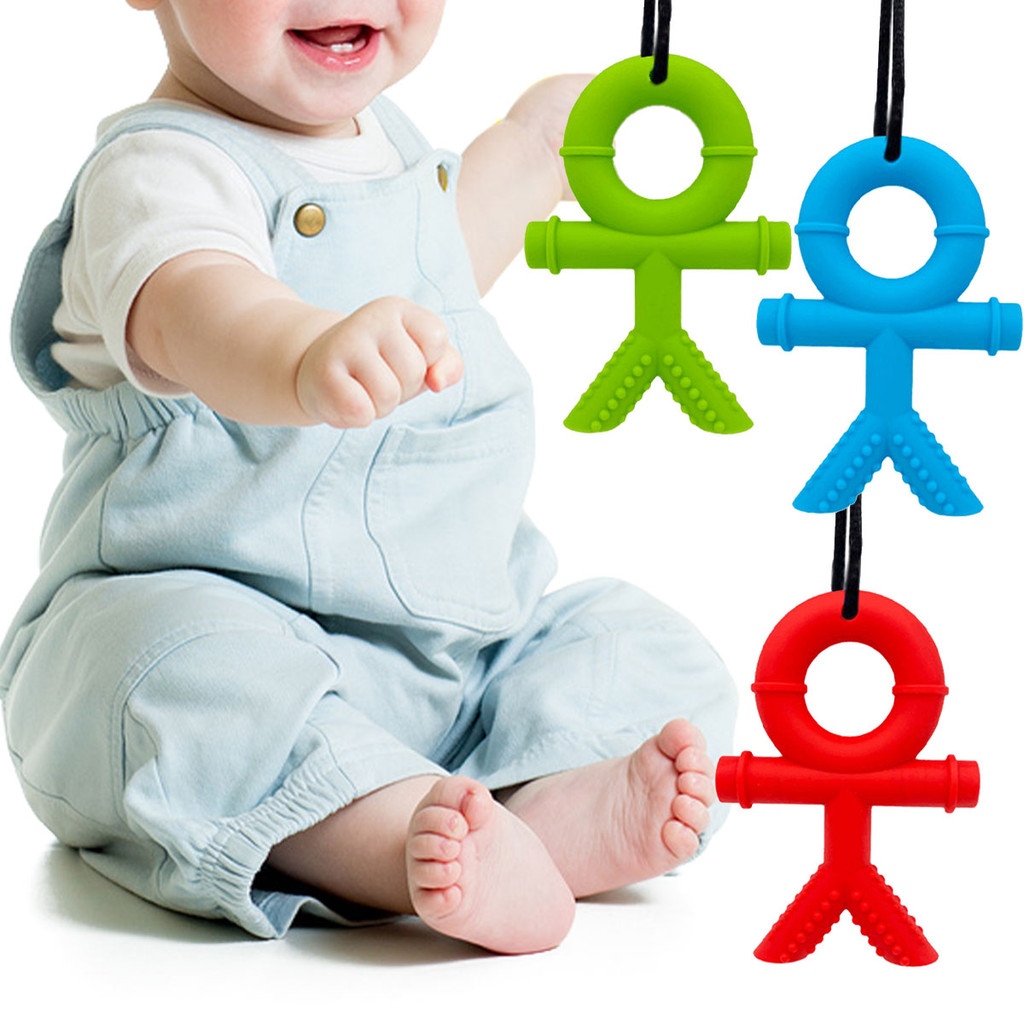 New Baby Silicone Kids Chew Necklace Sensory Chewy Pendant Oral Motor ...