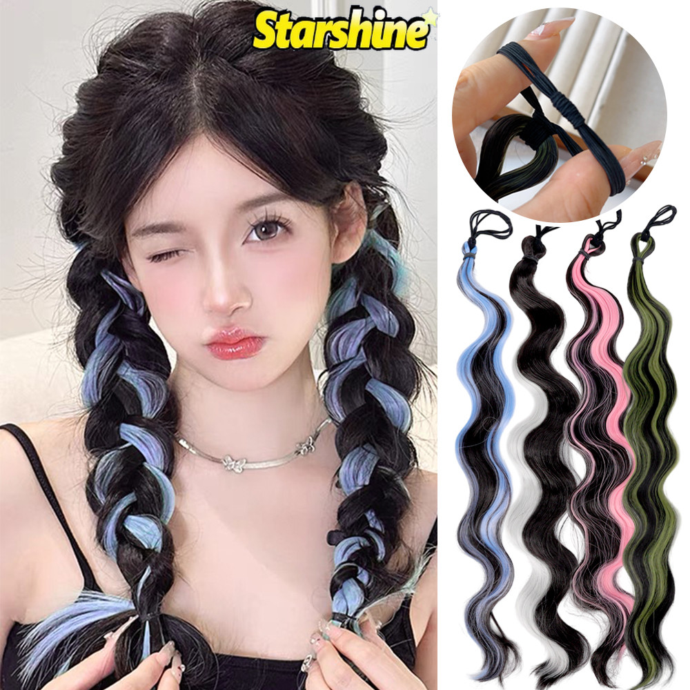 Y2k Fashion Color Ponytail Hair Loop-Dopamine Gradual Change Wig Braid ...