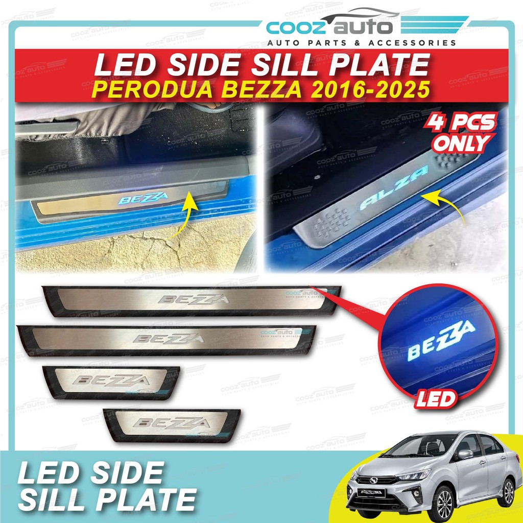 Perodua Bezza 2016 - 2025 Blue LED Door Side Sill Step Plate Socket ...